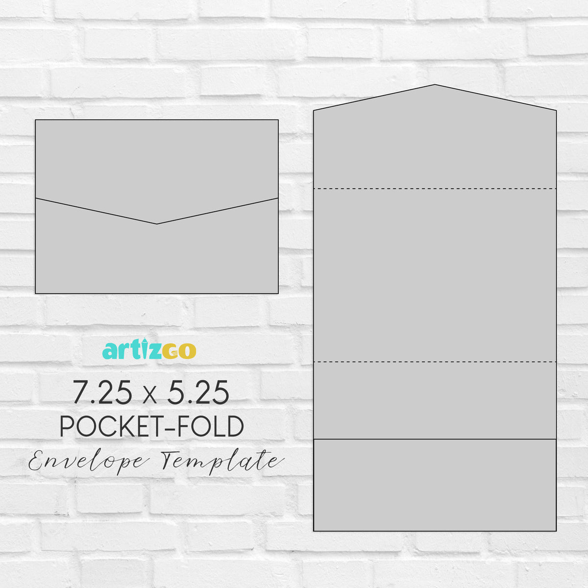 7.25X5.25 Pocketfold Envelope Template - Landscape – ArtizGo